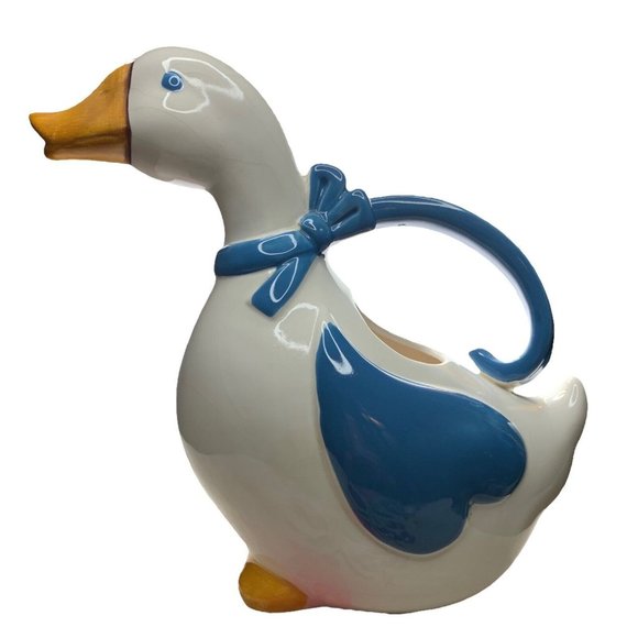 Ganderville | Accents | Himark Country Duck Goose Pitcher Blue Bow ...